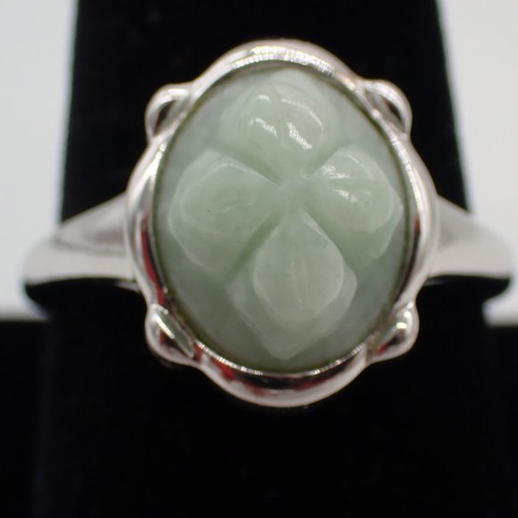 Lenox | Jewelry | Vintage Lenox 925 Silver And Jade Flower Ring | Poshmark